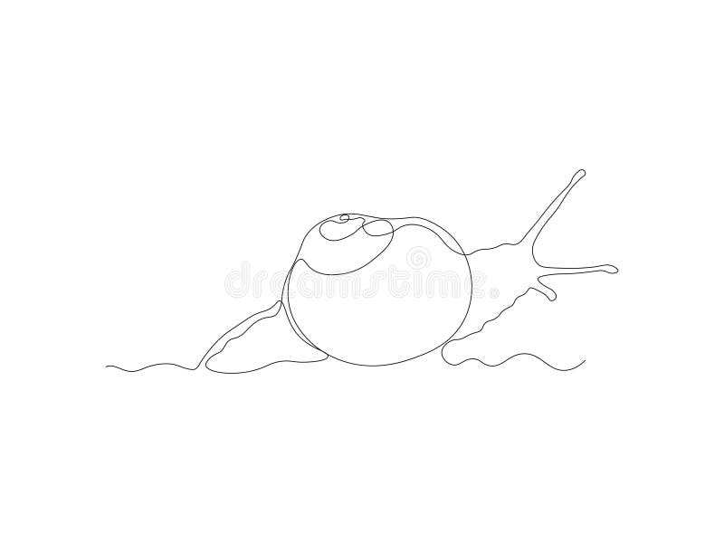 Abstract Slug, Snail, Continuous One Line Art Drawing Stock Vector ...