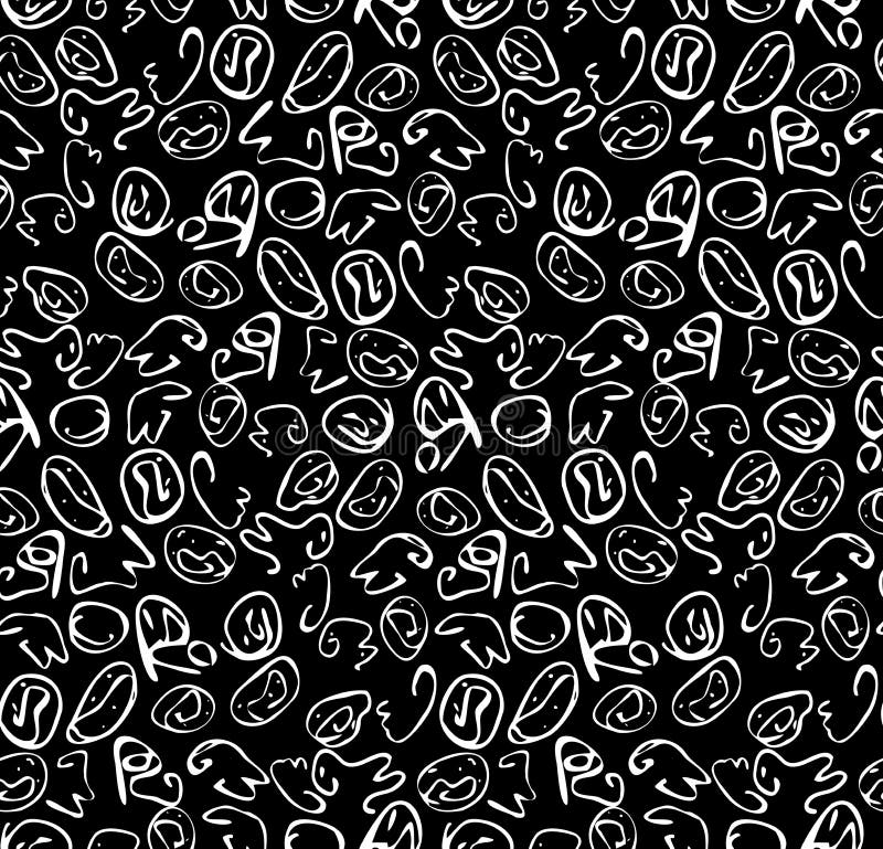 Abstract Small Overlapping Curvy Shapes White on Black Stock Vector ...