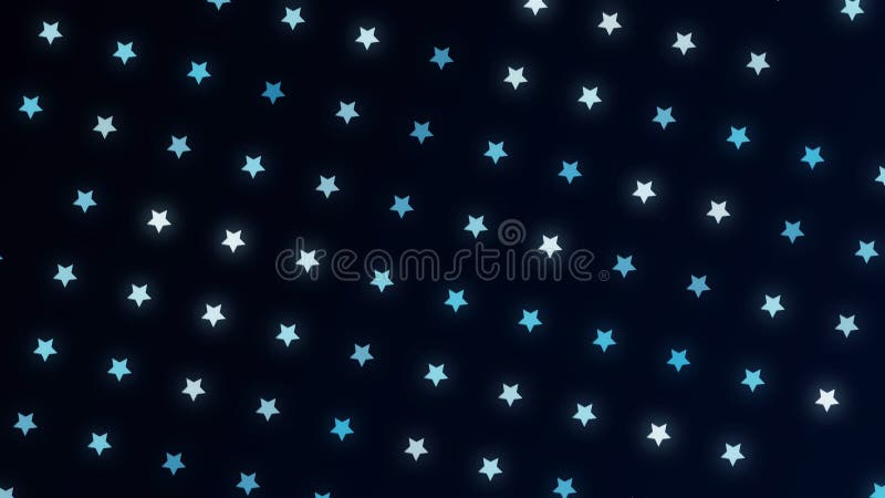 Abstract Small Cute Blue Stars Rotating and Flowing on Black Background ...