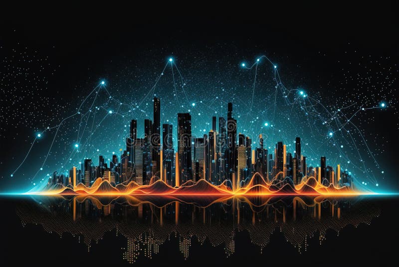 Abstract Smart City Wave Line Design, Big Data Technology. Generative ...