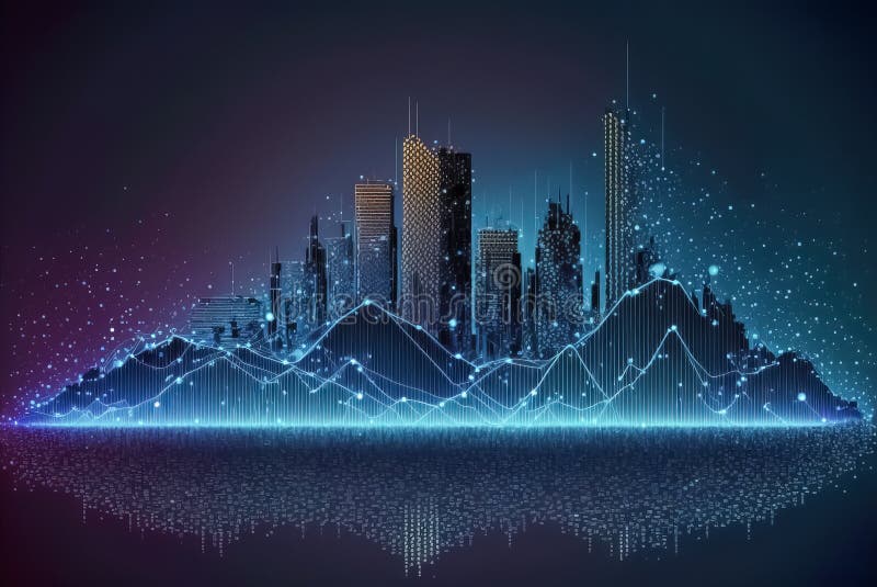 Abstract Smart City Wave Line Design, Big Data Technology. Generative ...