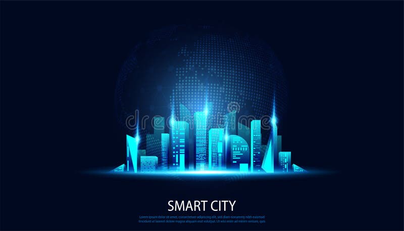 Abstract Smart City Building Modern Blue and Space on a Modern Stock ...