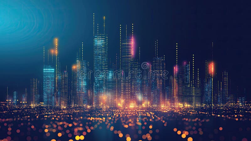 Abstract Smart City Made of Glowing Elements Stock Illustration ...