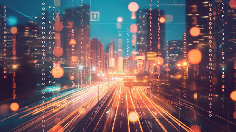 Abstract Smart City Made of Glowing Elements Stock Illustration ...