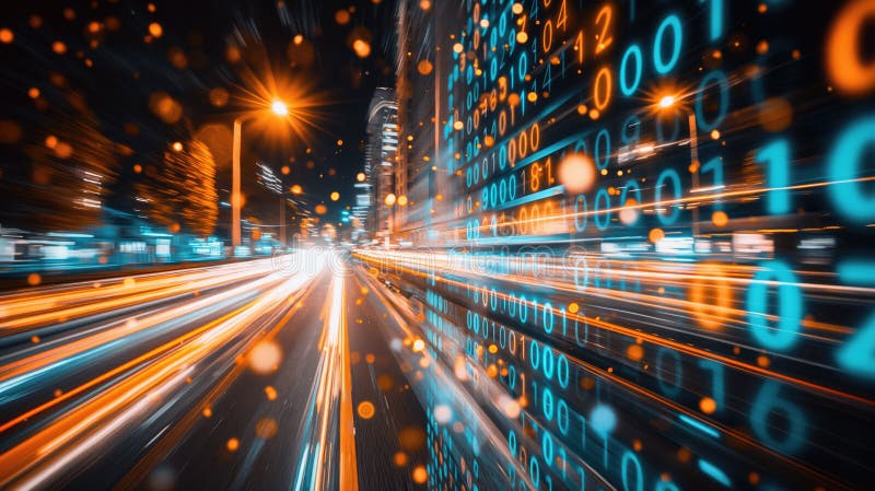 Abstract Smart City Made of Glowing Elements Stock Illustration ...