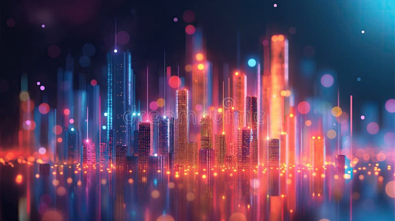 Abstract Smart City Made of Glowing Elements Stock Illustration ...