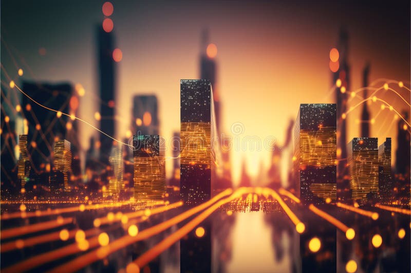 Abstract Smart City Technology Connection Concept. Generative Ai Stock ...