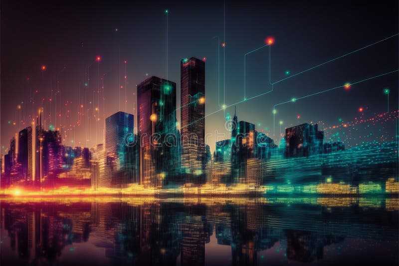 Abstract Smart City Technology Connection Concept. Generative Ai Stock ...