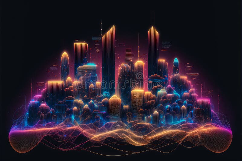 Abstract Smart City Technology Connection Concept. Generative Ai Stock ...