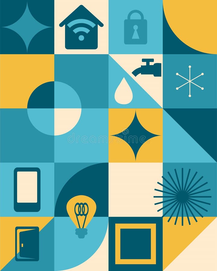 Abstract Smart House Control System Concept Poster. Digital Home with ...