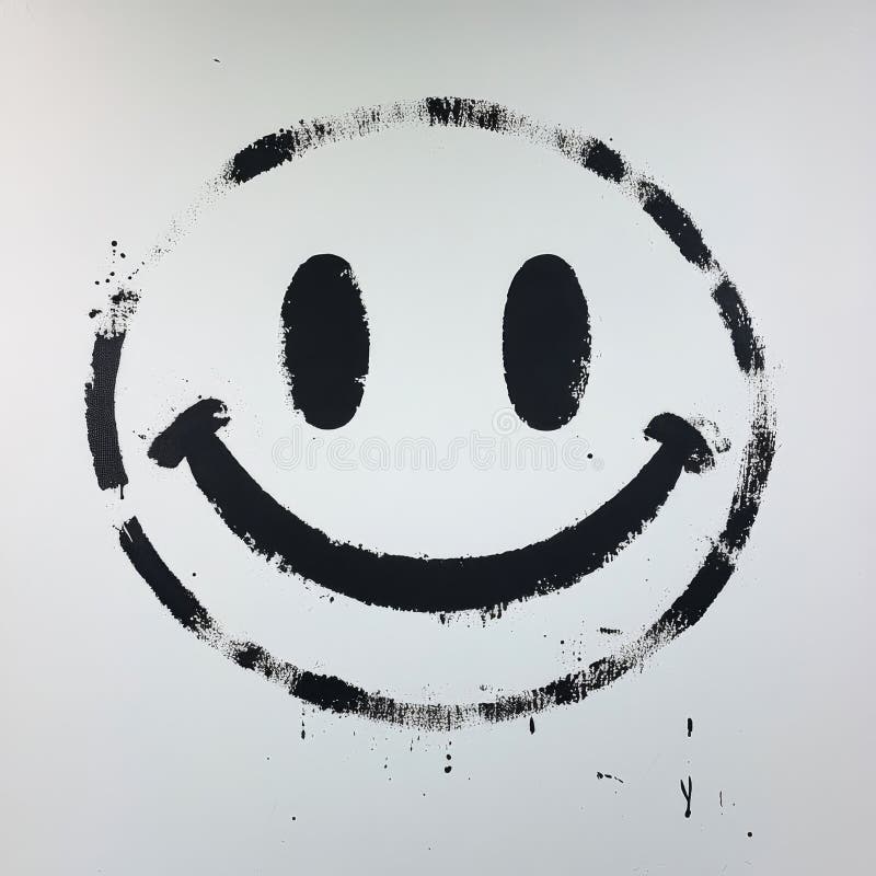 Abstract Smiley Face Graffiti Art Featuring a Unique Black and White ...