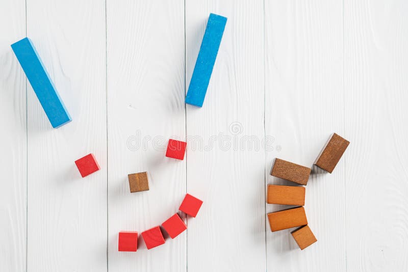 Abstract Smiling Face from Multi-colored Wooden Blocks with Hand Thumb ...