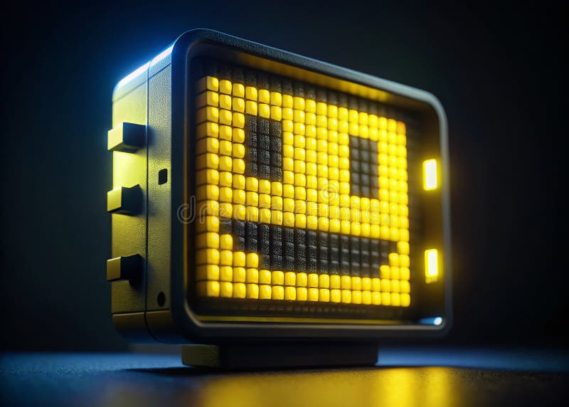 Abstract Smiling LED Face Design Dynamic Yellow Light Squares on a ...