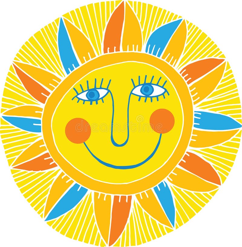 Big Eye Sun Simple Hand Drawing Black and White Stock Vector ...