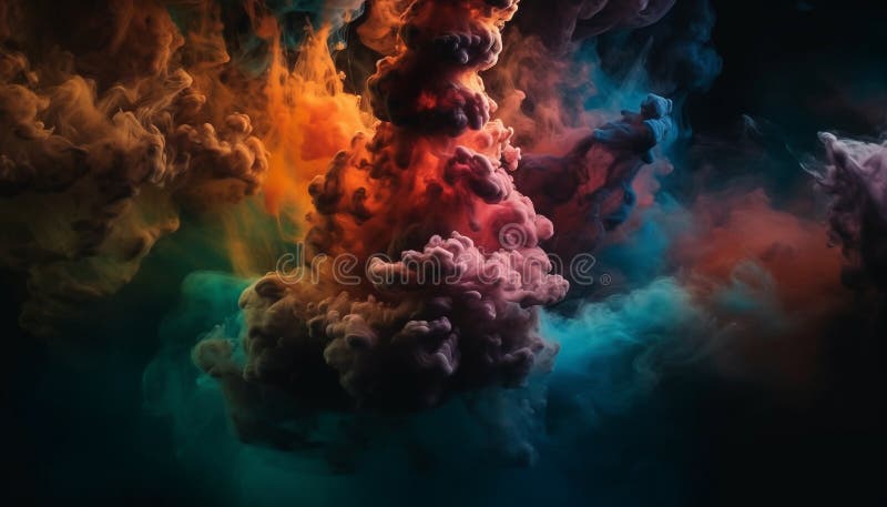 Abstract Smoke Exploding in Vibrant Colored Space Generated by AI Stock ...