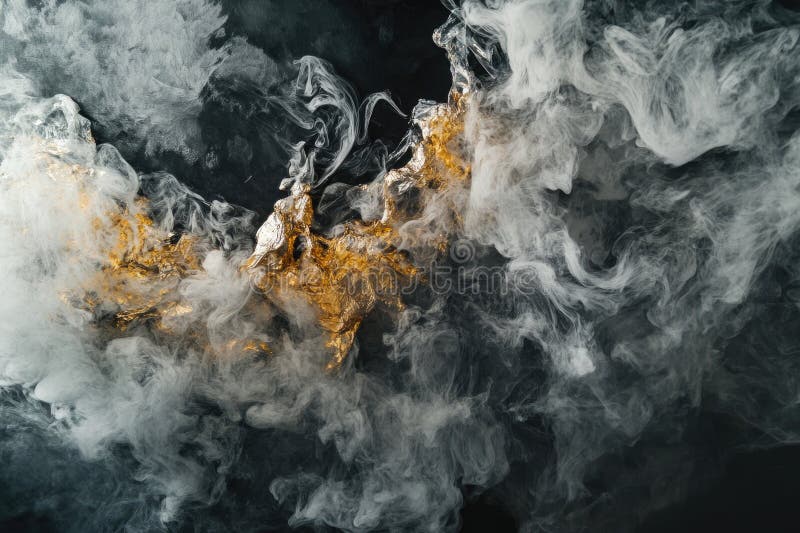 Abstract Smoke and Gold Texture on Dark Background: Mystical Art Design ...