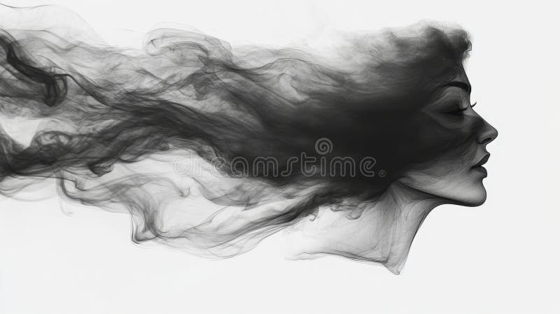 Abstract Smoke Woman Profile Artistic Design Stock Illustration ...