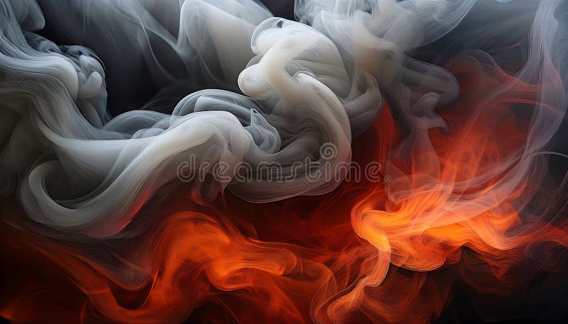 Abstract Smoky Patterns with Vivid Orange and White Swirls. Ai ...