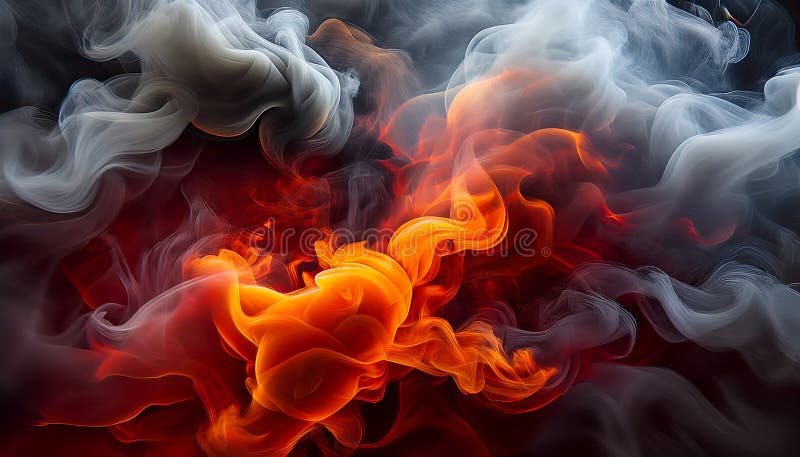 Abstract Smoky Patterns with Vivid Orange and White Swirls. Ai ...