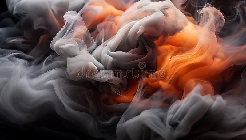 Abstract Smoky Patterns with Vivid Orange and White Swirls. Ai ...