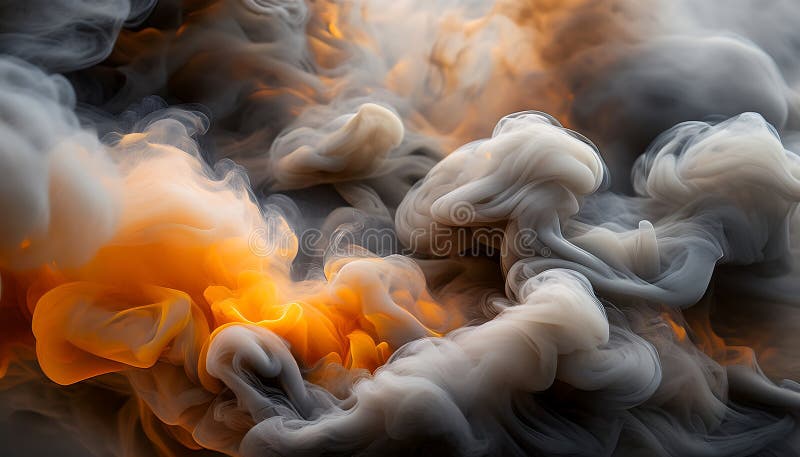 Abstract Smoky Patterns with Vivid Orange and White Swirls. Ai ...