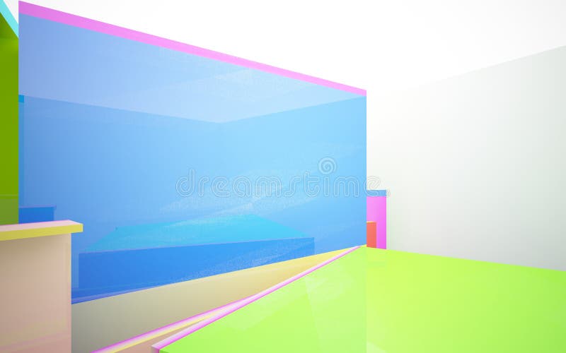 Abstract Smooth Architectural White Interior with Color Gradient of a ...