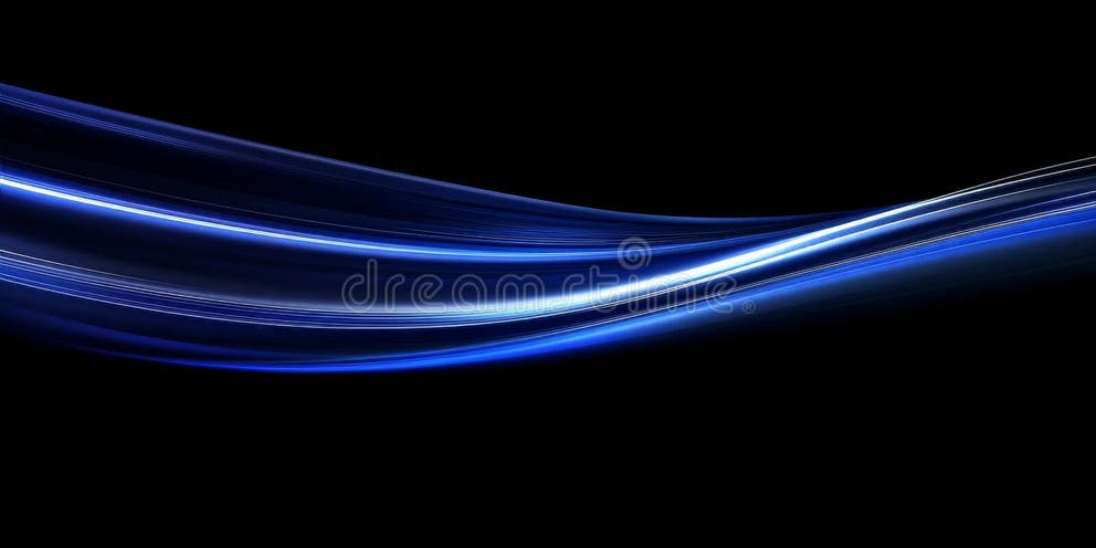 Abstract Smooth Blue Light Wavy Motion Effect on Black Background ...