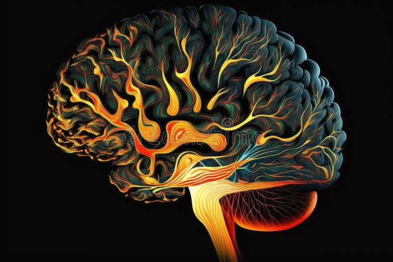 Abstract Smooth Brain on Black Background Art of Brain Stock ...