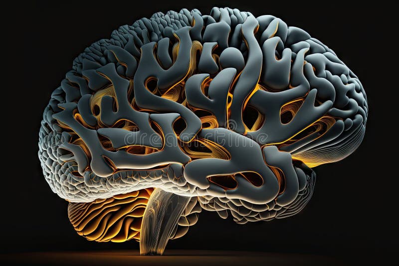 Abstract Smooth Brain on Black Background Art of Brain Stock Illustration - Illustration of ...