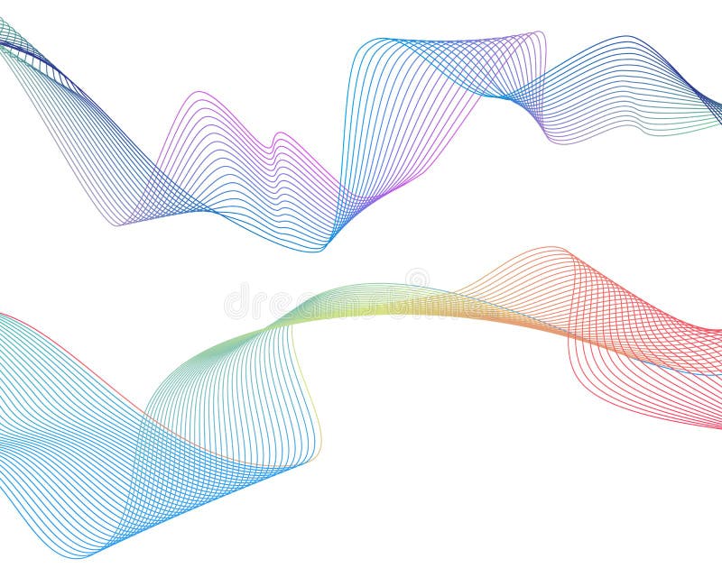 Wave of the Many Colored Lines. Abstract Wavy Stripes on a White ...