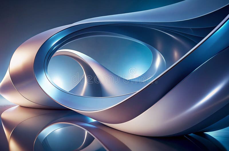 Abstract, Smooth Forms with Glossy Finish, Highlighting Depth and ...