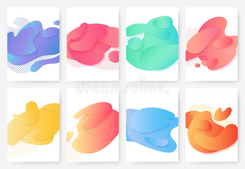 Abstract Smooth Liquid Gradient Color Shapes. Fluid Design A4 Posters ...