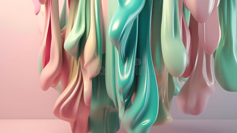 Abstract Smooth Shaped Formless Opaque Pastel Pink and Mint Green ...