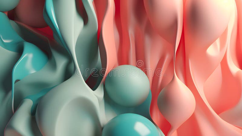Abstract Smooth Shaped Formless Opaque Pastel Pink and Mint Green ...
