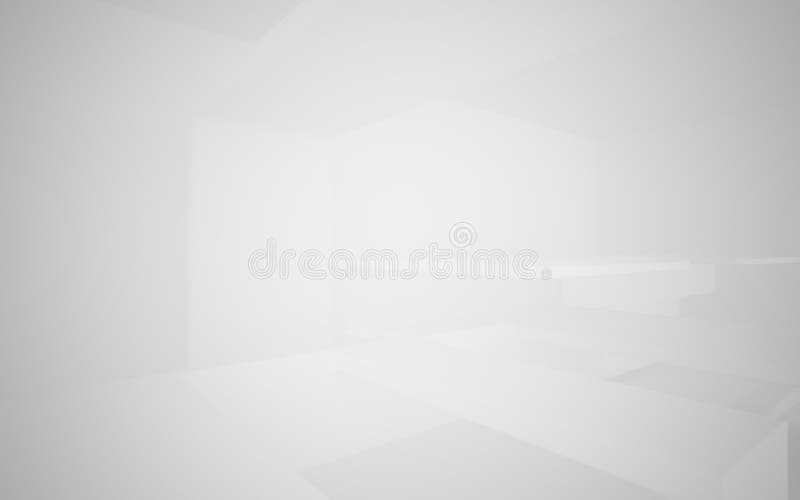 Abstract Smooth White Interior of the Future. Night View from the ...