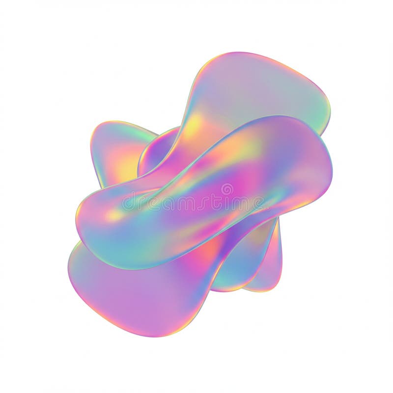 An Abstract, Smoothly Curved 3D Shape with a Glossy, Iridescent Surface ...