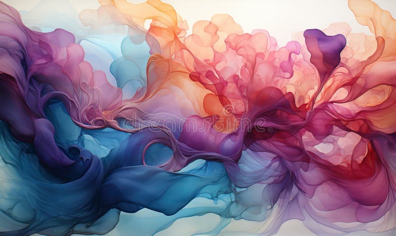 Abstract Smudge Liquid Motion Flow Explosion. Curved Wave Colorful ...