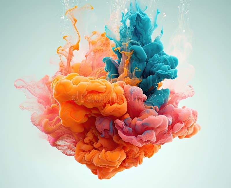 Abstract Smudge Liquid Motion Flow Explosion. Curved Wave Colorful ...