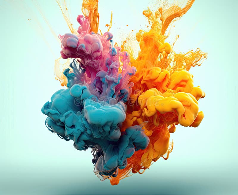 Abstract Smudge Liquid Motion Flow Explosion. Curved Wave Colorful ...