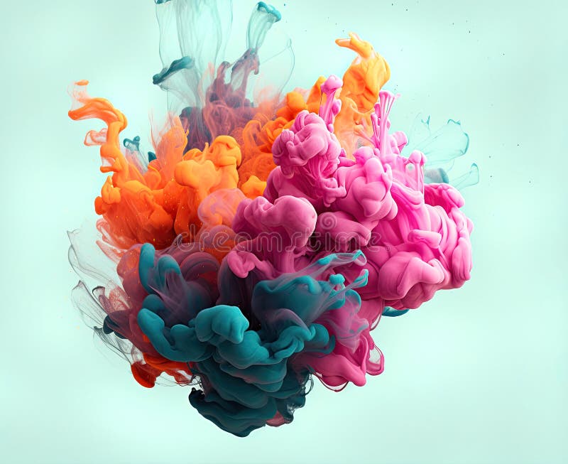 Abstract Smudge Liquid Motion Flow Explosion. Curved Wave Colorful ...