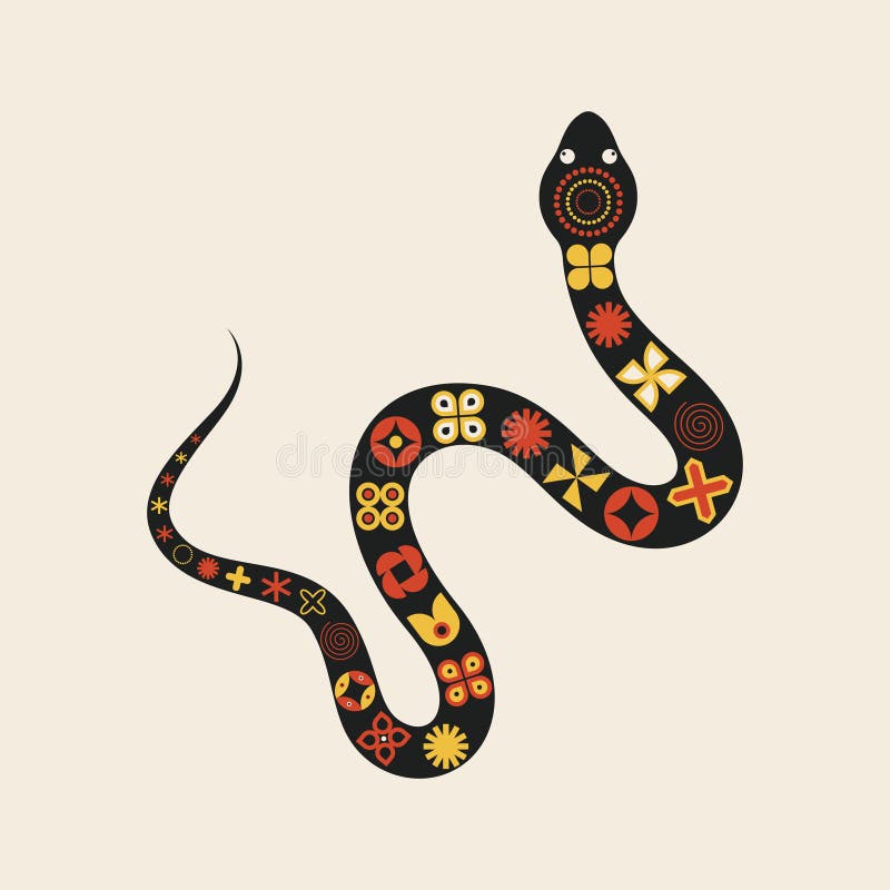 Abstract Snake with Colored Geometric Pattern. Vector Illustration ...