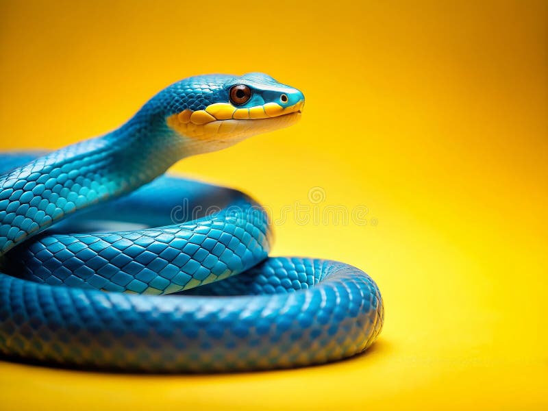 Abstract Snake Design Striking Blue and Yellow Minimalist Pattern on a ...