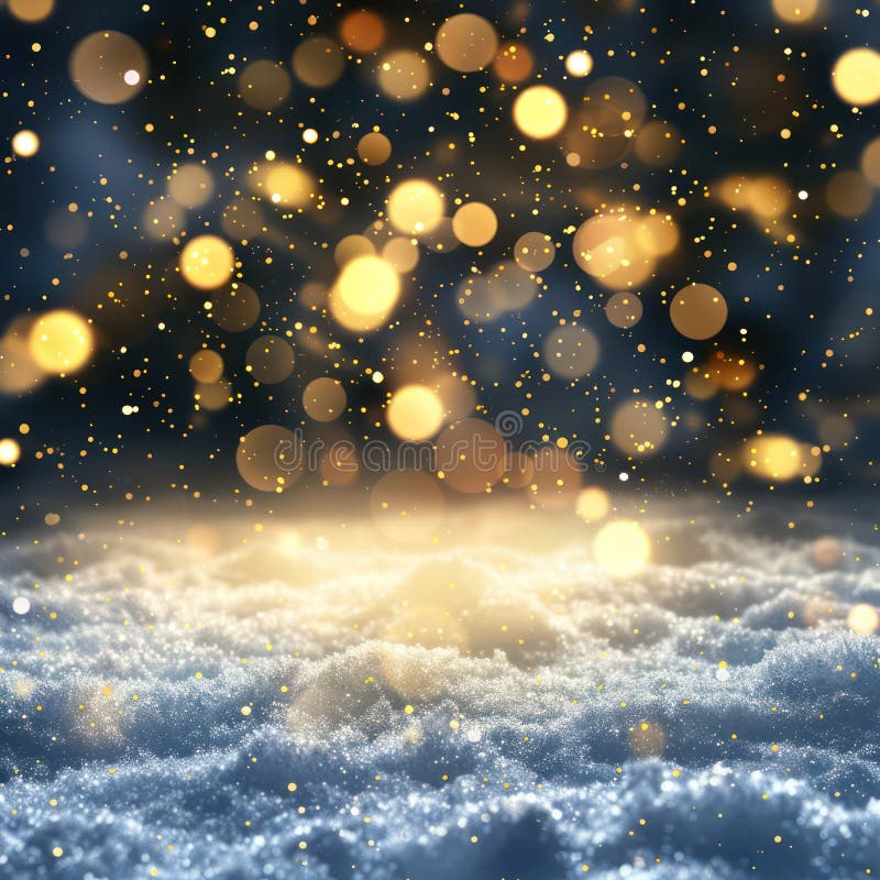 Abstract with Snow and Golden Sparkle. Background Stock Illustration ...
