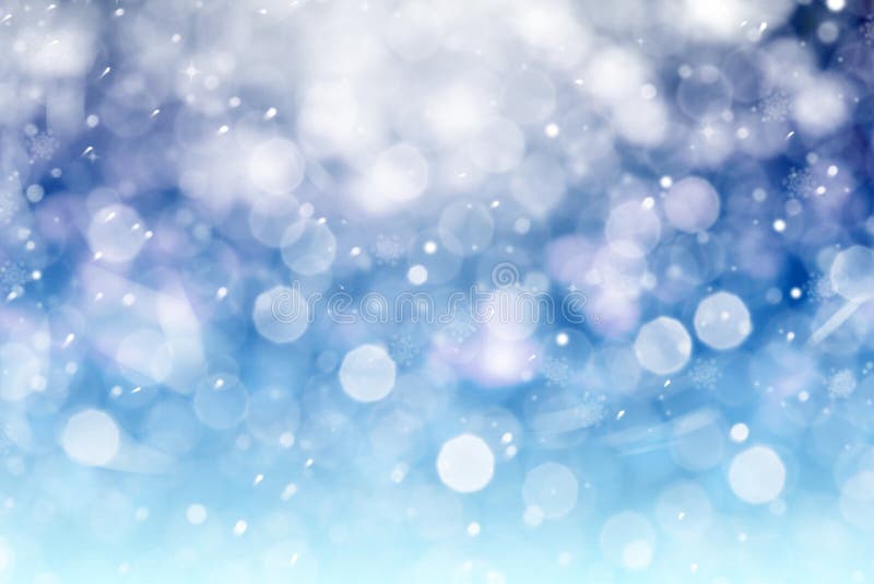 Abstract Snowfall on Blue Background, Bokeh Effect Stock Image - Image ...