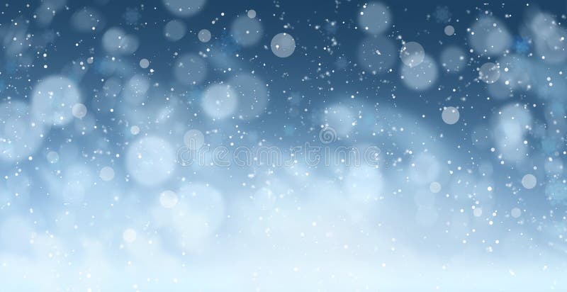 Abstract Snowfall on Blue Background, Bokeh Effect. Banner Design Stock ...