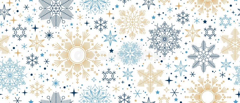 Abstract Snowflake Seamless Border. Snowflakes Seamless Pattern ...