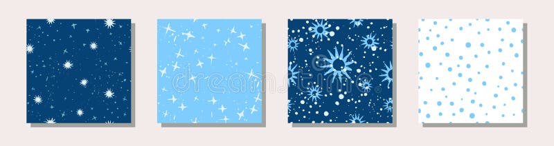 Abstract Snowflake, Star, Polka, Spot Pattern Set. Stock Vector ...