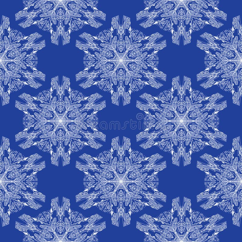 Abstract Snowflakes Seamless Pattern Stock Illustration - Illustration ...
