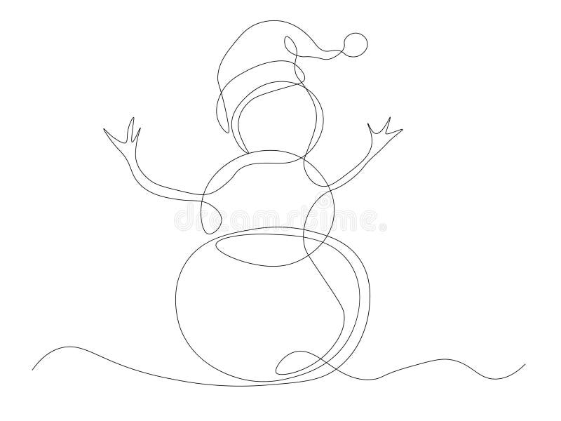 Abstract Snowman Continuous One Line Art Stock Vector - Illustration of ...
