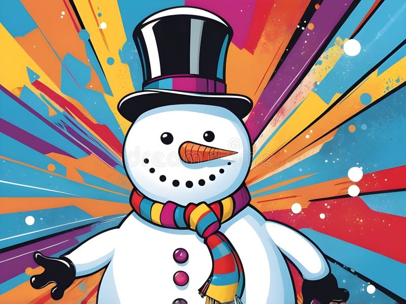 Abstract Snowman Pop Art Retro. Comic Book Style Illustration Stock ...